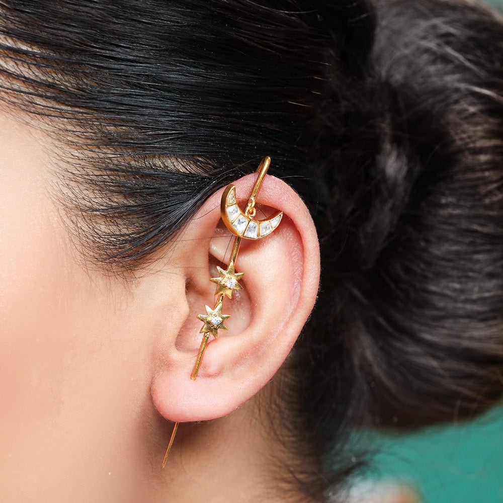 Silver Moon Star Earcuff – Unniyarcha
