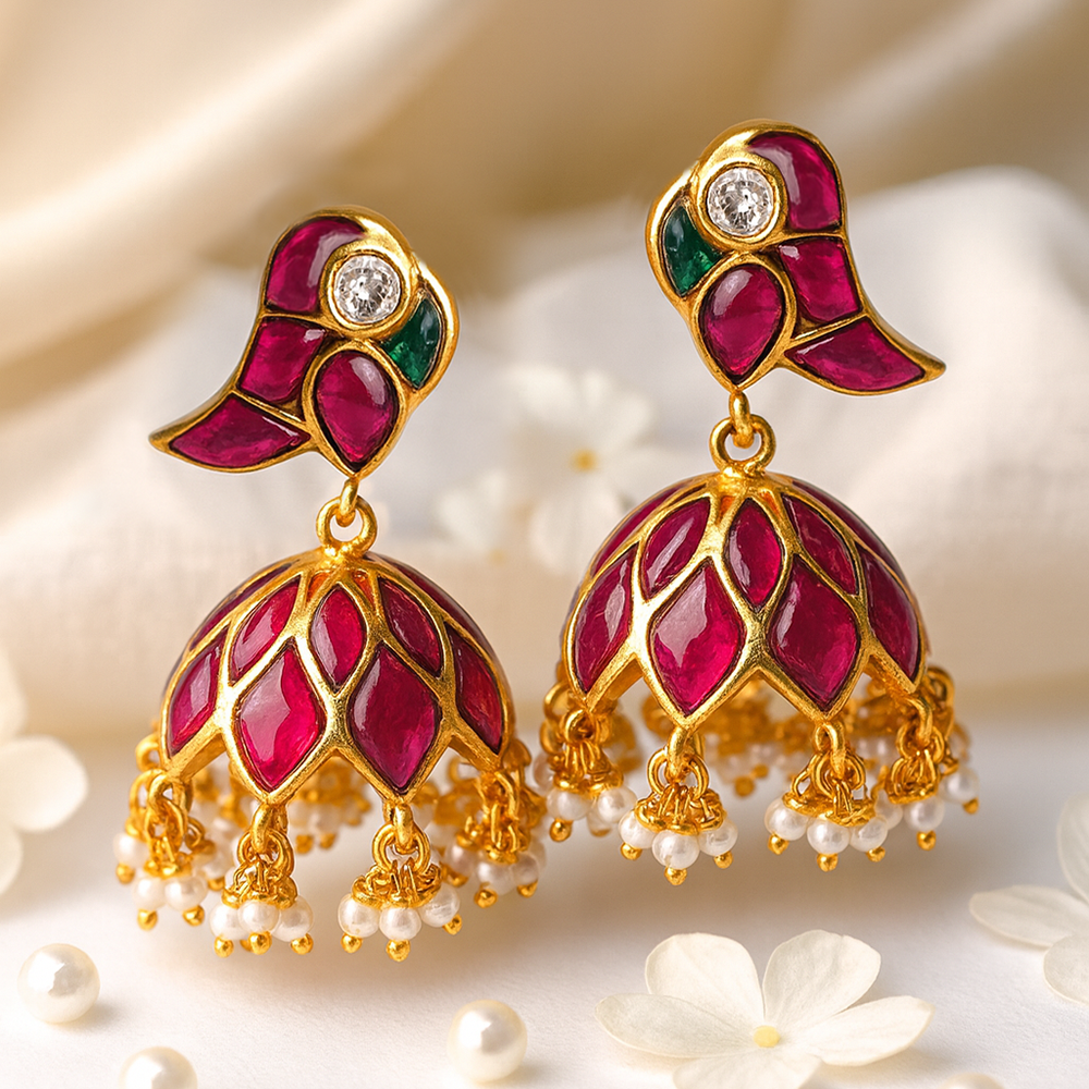 Mithu Silver 24k Gold Plated Jhumki Earrings – Unniyarcha