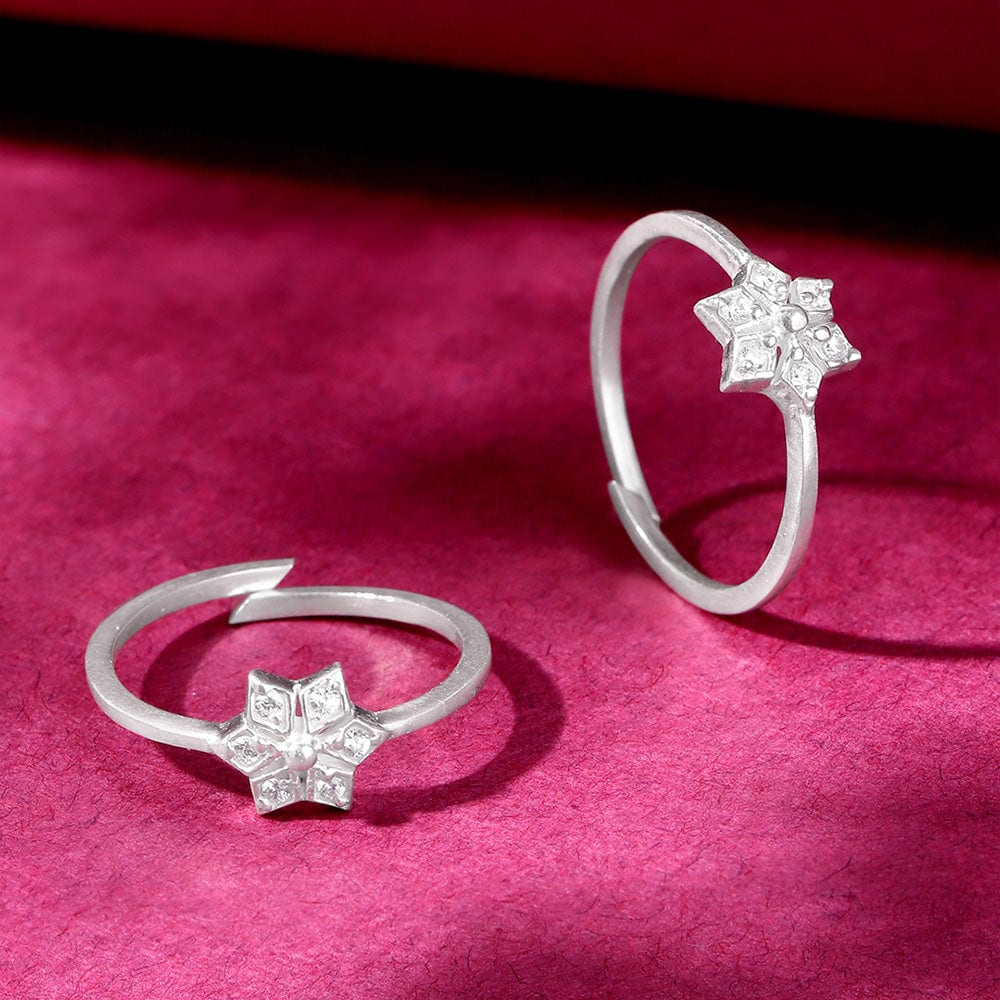 White Zircon92.5 Sterling Silver Toe ring – Unniyarcha Design