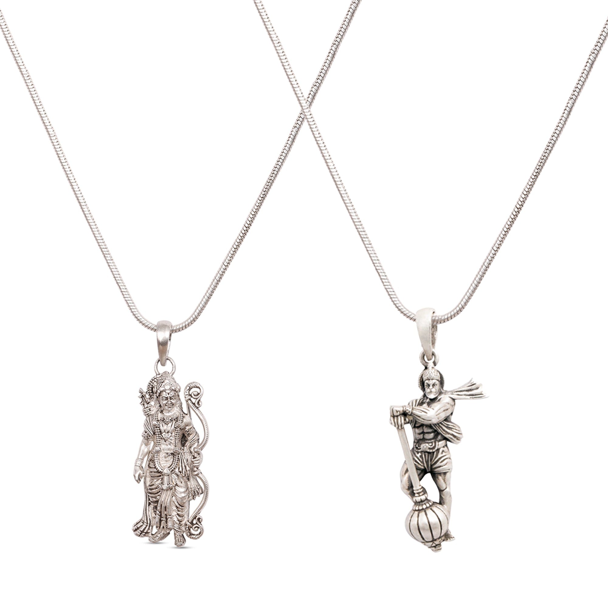 92.5 Silver Ram ji & Hanuman ji Pendant Combo – Unniyarcha