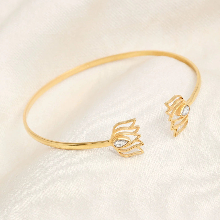 Buy Gold Plated Silver Kundan Lotus Cuff Online - Unniyarcha ...
