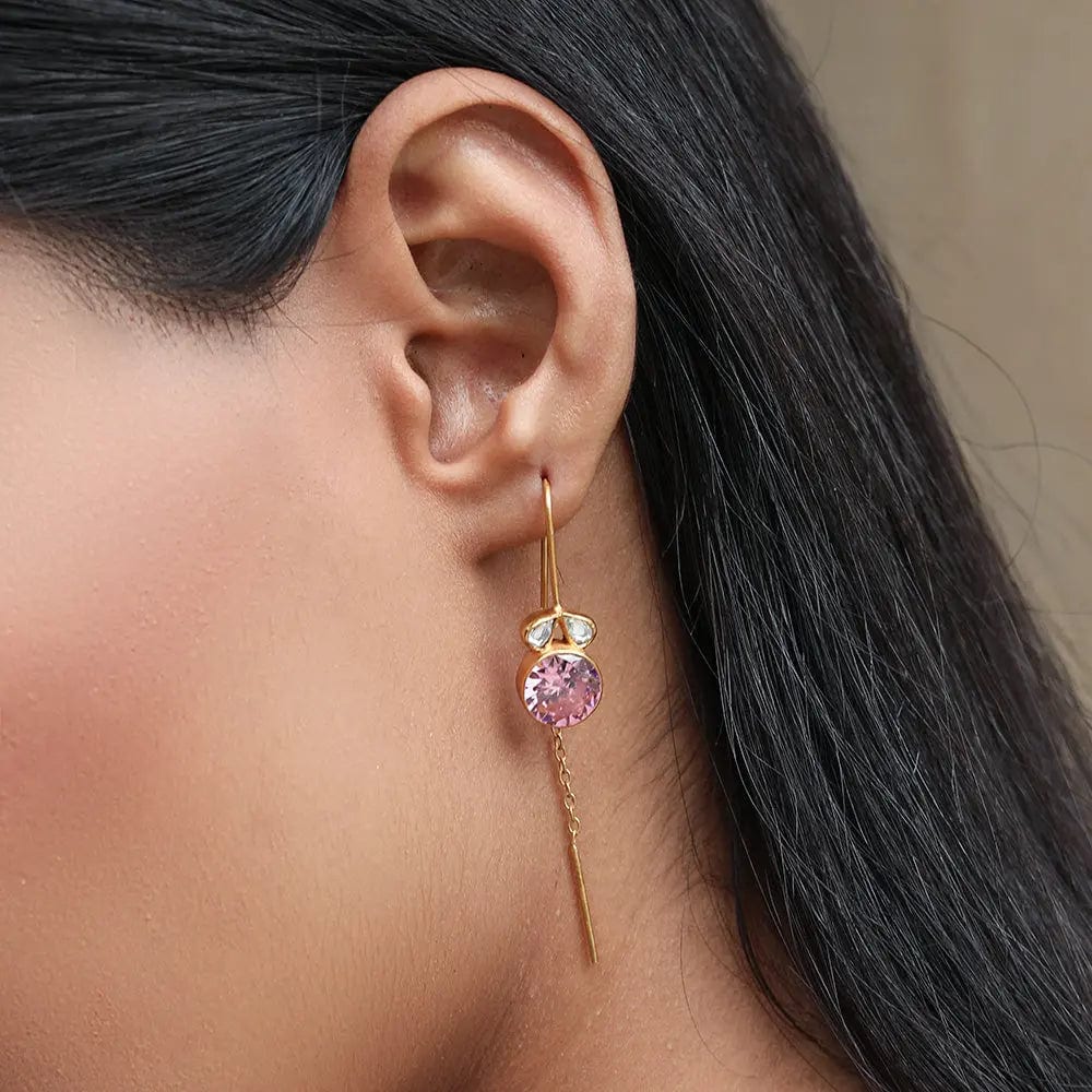 Buy Pink Silver Sui DHAGA EARRING - Unniyarcha – Unniyarcha