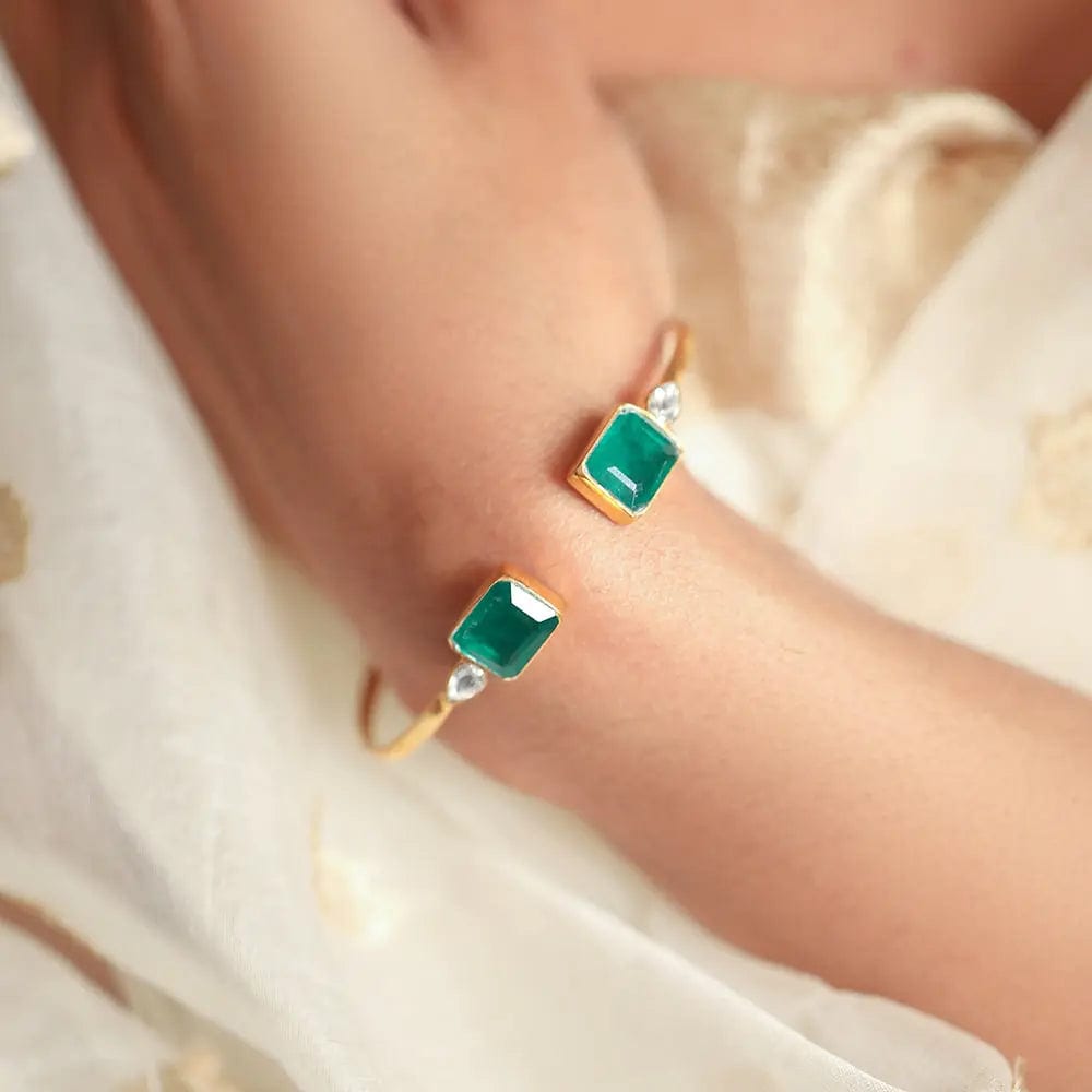 Buy Silver Square green Cuff Online - Unniyarcha – Unniyarcha Design